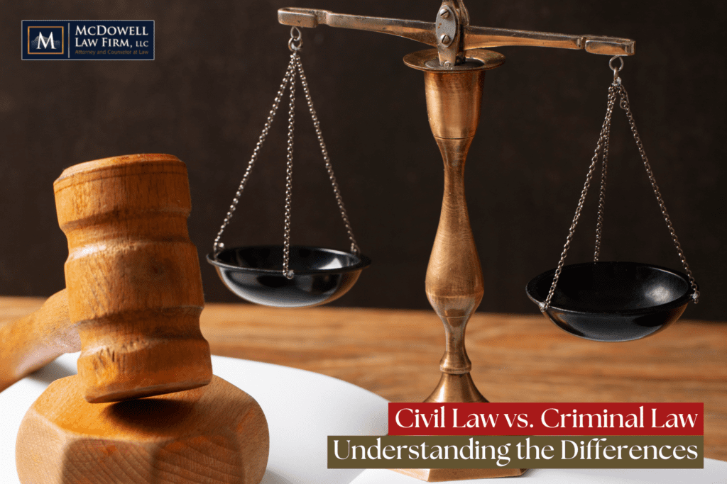 What is the difference between civil and criminal law?